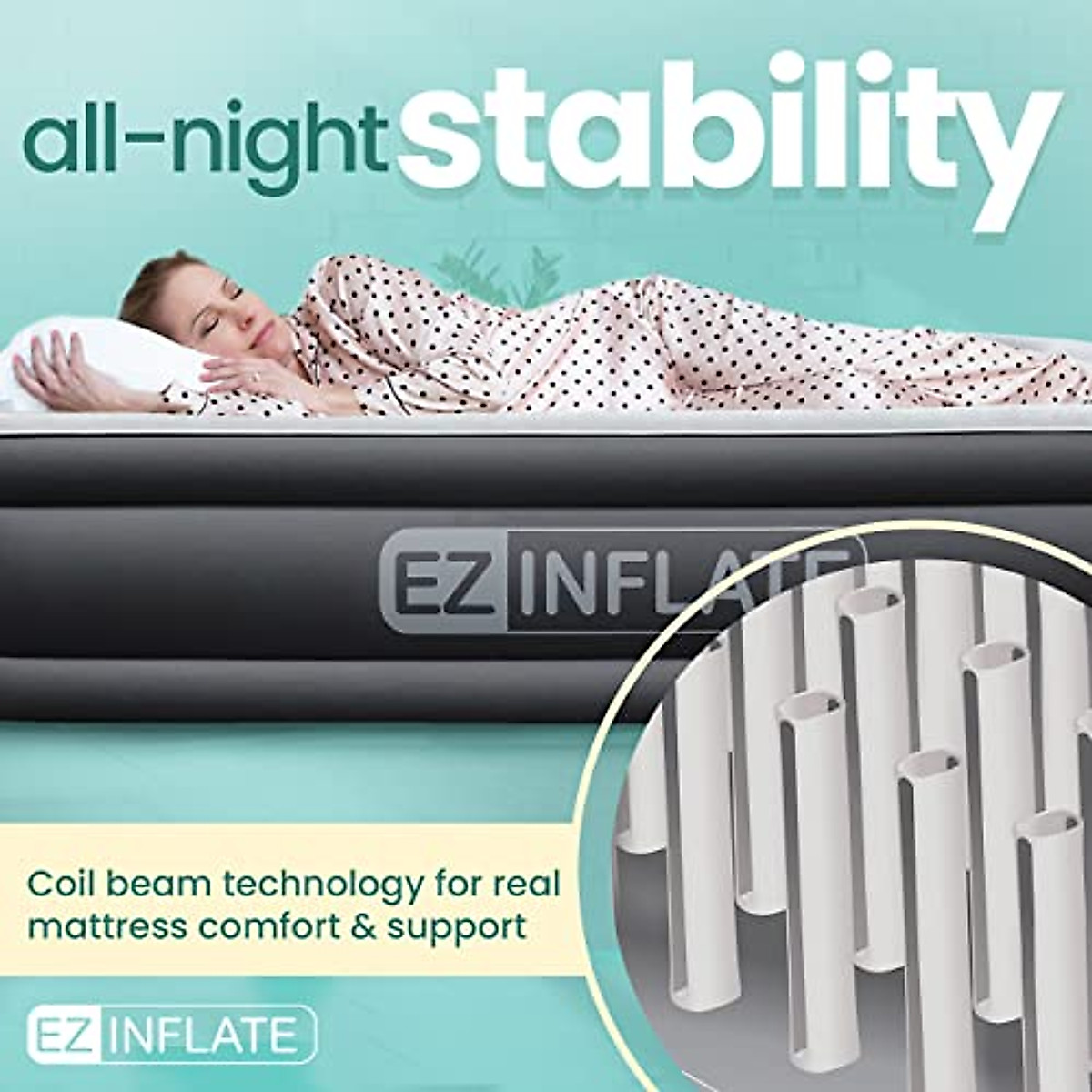 Air Mattress with Built in Pump - King Size Double-High Inflatable Mattress with Flocked Top - Easy Inflate, Waterproof, Portable Blow Up Bed for Camping & Travel