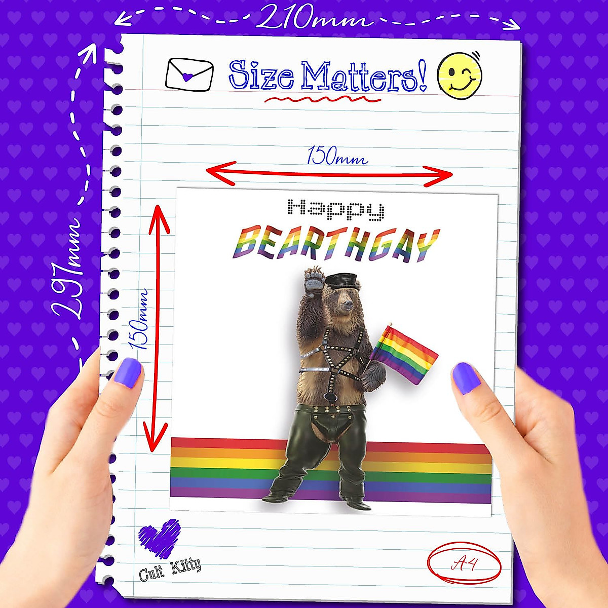 Cult Kitty - Happy Bearthgay - LGBTQ Birthday Card - Funny Gay Birthday Card - Lesbian Birthday Card, Gay Friend Birthday Card, Pride birthday card- Coming Out, LGBT Greeting Cards
