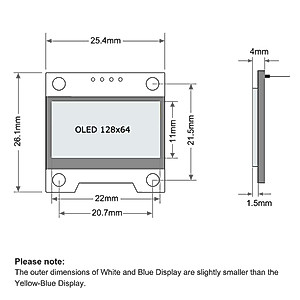 IZOKEE 0.96'' I2C IIC 12864 128X64 Pixel OLED LCD Display Shield Board Module 4 Pin for Arduino for Raspberry Pi (Pack of 3pcs, White-IIC)