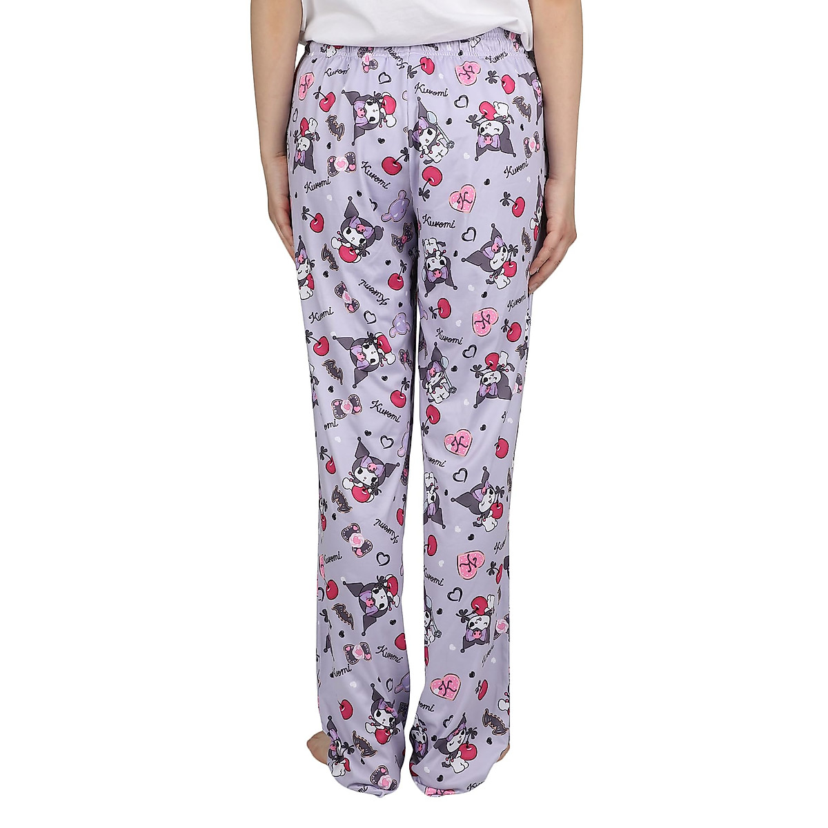 Kuromi Women's Punk Rabbit Allover Print Design Adult Lounge Pajama Pants for Men and Women, Small Grey