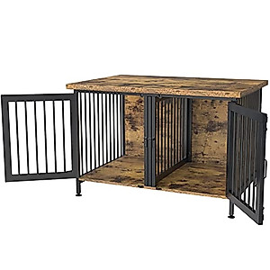 GDLF Double Dog Crate with Divider for 2 Small Dogs or 1 Dog, Furniture Style Kennel Indoor Cage with Removable Panel (Int.dims:36.2”Wx24.5”Dx21”H)