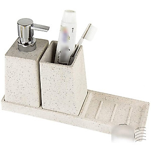 Haibing Shower Dispenser Soap Dispenser Bathroom Accessories Set,3 Piece Bath Set Collection Includes Soap/Lotion Dispenser,Tray and Tumbler 350ml/11.8in Lotion Bottle Liquid Soap Dispenser