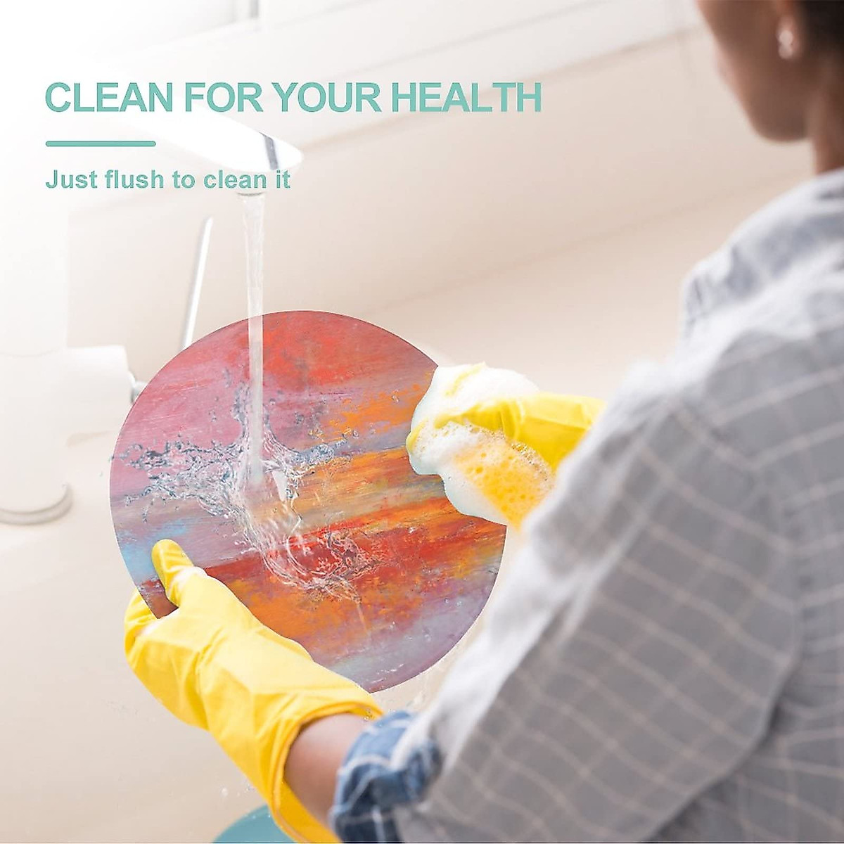 Bagea-Ka Hot Abstract Orange Blue Sunset Beach Scene Pattern Tempered Glass Cutting Board 8" Round Kitchen Decorative Chopping Board Small