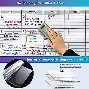 Dry Erase Two Month Laminated jumbo Wall Calendar, 38" x 50", Huge bimonthly Vertical Laminated Erasable White Board, Giant 60 day Family Whiteboard Schedule Planner, Large Multi Month Reusable Poster