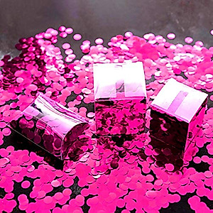 Hot Pink Foil Metallic Round Table Confetti Decor Circle Dots Mylar Table Scatter Confetti Wedding Bachelorette Baby Shower Girls Birthday Party Confetti Decorations, 60g