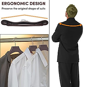 DEDU Plastic Extra Wide Shoulder Suit Hangers for Men 20 Pack Width 17.3", Brown Sweater Hangers no Shoulder Bump Non Slip for Thick Sweaters, Clothes Hangers with Pants Bar 360° Swivel Metal Hook
