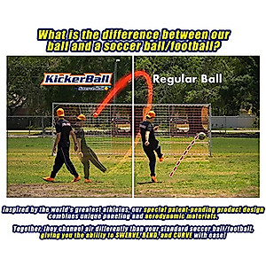 Kickerball Swerve and Curve Size 4 Soccer Ball, Soccer Training Ball with Special Panels to Play Like A Pro, Outdoor and Indoor Soccer Ball, Fun Soccer Ball for Kids and Adults