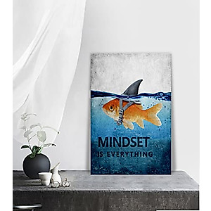 Mindset is Everything Motivational Canvas Office Wall Art Inspirational Entrepreneur Quotes Poster Print Artwork Painting Wall Picture for Living Room Bedroom Office Framed Ready to Hang-12”Wx18”H