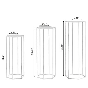 Mxfurhawa 27.55in Set of 3 Metal Plant Stand White Nesting Display End Table High Hexagon Rack Indoor Flower Holder Corner Planter Pot Rack Living Room & Patio Decor H19/23/27 Hexgon White