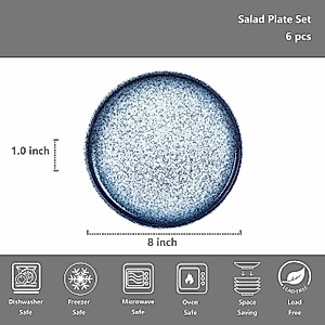 S&Q'S CERAMICS S&Q Ceramic Dinner Plates Set of 6, 10.5 inch Ceramic Stoneware Dinnerware Serving Dishes for Kitchen, Microwave and Dishwasher Safe, Scratch Resistant (Dark Blue)