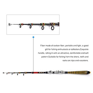 Fishing Rod, Telescopic Fishing Rod Carbon Sea Fishing Rod Portable Spinning Pole Hand Fishing Accessory(180cm)
