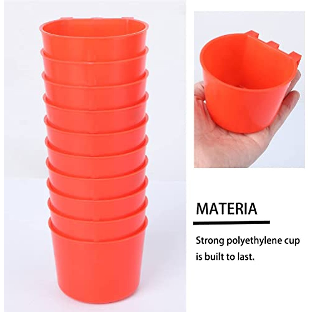 AMZSYLV 10 Pack Bird Cage Feeding Cups Chicken Seed Bowl Hanging Parrot Food Dishes,Feeder and Waterer Coop Cup Water Bottles for Pigeon Quail Parakeets Rabbit Poultry