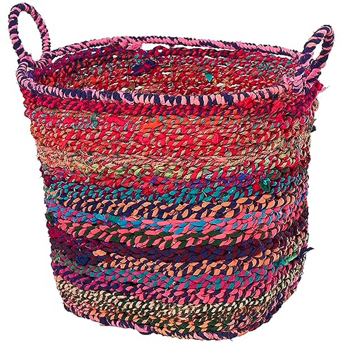 CosmoLiving by Cosmopolitan Cotton Round Storage Basket with Handles, 23" x 18" x 18", Multi Colored