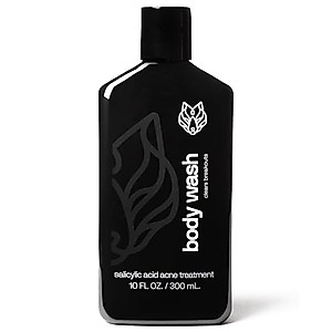 Black Wolf Charcoal Powder Body Wash Men - 10 Fl Oz Paraben-Free Mens Body Wash - Salicylic Acid Reduce Acne Breakouts and Cleanse Your Skin - Full Coverage & Deep Clean Men's Bodywash