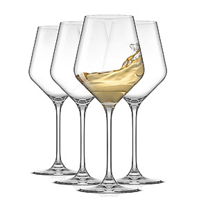 JoyJolt Layla White Wine Glasses, Set of 4 Italian Wine Glasses, 13.5 oz Clear Wine Glasses – Made in Europe