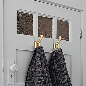 Hand Towel Holder Towel Robe Clothes Coat Hooks Metal Heavy Duty Wall Mount Hooks for Bath Bedroom Kitchen Pool Garage Hotel,2 Pack (Gold)