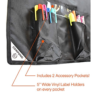 COMPONO Wall Storage Pocket Charts for Classroom (10 Pocket - 2 Pack, Black w/ window) File Organizers - Best Hanging File Pocket Chart for School, Classroom, Home or Office Use. Wall Pocket Chart