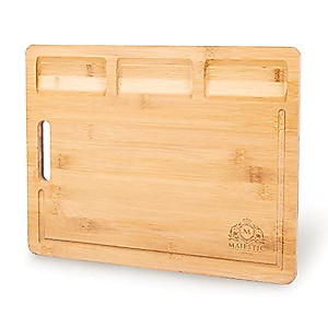 Large Organic Bamboo Cutting Board - Wooden Charcuterie Cheese Serving Platter, X-Large