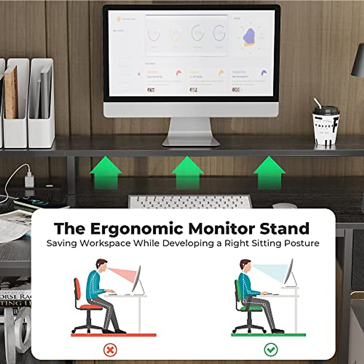 SUPERJARE L Shaped Gaming Desk with LED Lights & Power Outlets and Nightstand with Charging Station