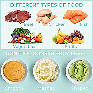 Baby Food Maker Chopper Grinder - Mills and Steamer 8 in 1 Processor for Toddlers - Steam, Blend, Chop, Disinfect, Clean, 20 Oz Tritan Stirring Cup, Touch Control Panel, Auto Shut-Off, 110V Only