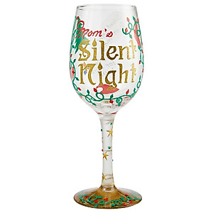 Enesco Designs by Lolita Holiday Mom's Silent Night Artisan Wine Glass, 1 Count (Pack of 1), Multicolor