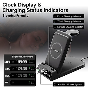 SwanScout Wireless Charging Station for iPhone, SwanScout 703A, Wireless Charger for iPhone 15/14/13/12/11 Series, for Apple Watch Ultra 2/9/8/7/6/5/SE, for Airpods Pro 2, Travel Foldable and Portable