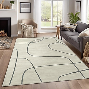jinchan Area Rug 4x6 Washable Rug Abstract Rug Grey Gray Rug Aesthetic Minimalist Rug Indoor Floor Cover Carpet Thin Rug Accent Modern Rug Lightweight Kitchen Living Room Bedroom Dining Room Office