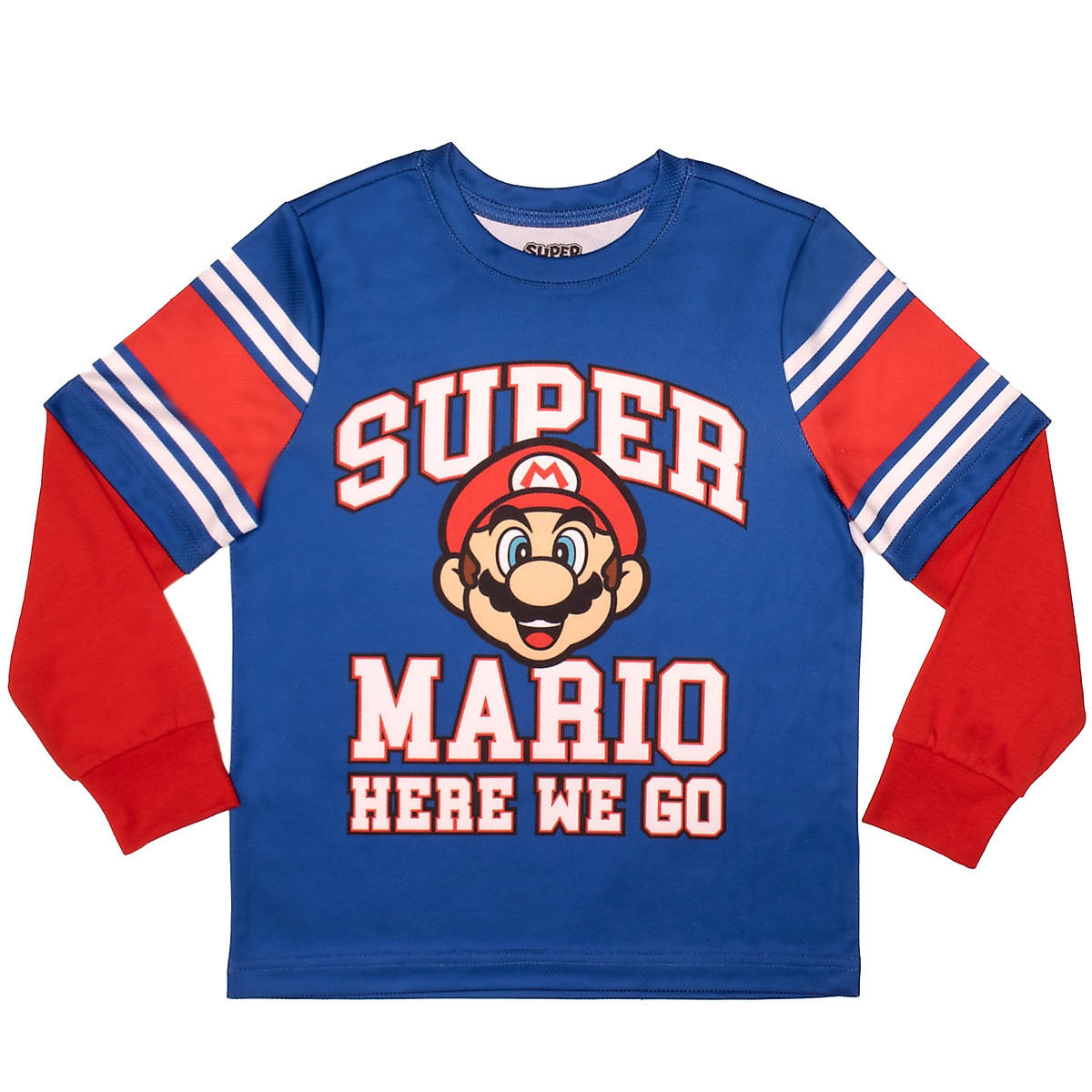 Nintendo Super Mario Video Game 2-Piece Set, Boys Long Sleeve T-Shirt & Jogger Pants 2-Pack Bundle Set for Kids and Toddlers (Size 4, Blue)