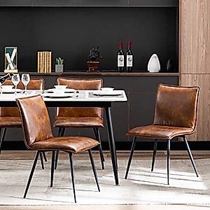 DUHOME PU Leather Dining Chairs Kitchen Chairs Set of 4 Side Chair for Dining Room Living Room Yellowish-Brown