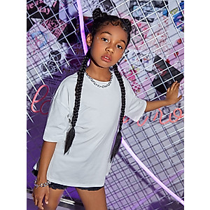 SOLY HUX Girl's Letter Graphic T Shirts Short Sleeve Cute Shirts Oversized Loose Tee Summer Tops White 10Y