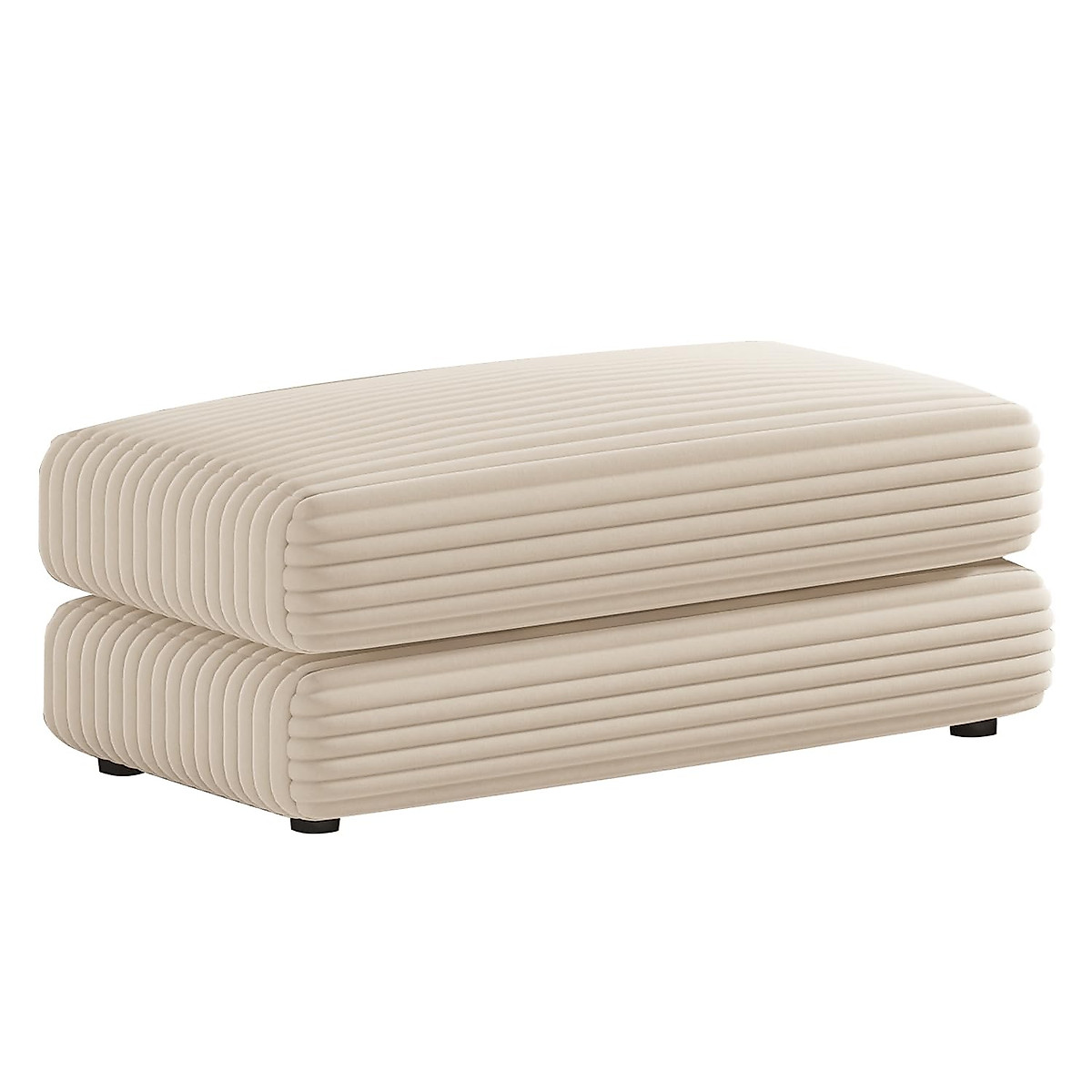 Yoglad Corduroy Fabric Modular Sectional Sofa,Cloud Loveseat,Comfy Deep Plush Couch with Ottomans and Toss Pillows,for Small Spaces, Living Room,Bedroom, Office(Beige)