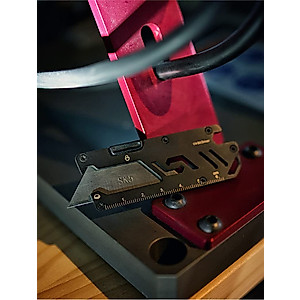 KUNSON Stainless Steel Pocket Utility Knife, Portable EDC Retractable Box Cutter for Cartons, Cardboard and Boxes, Quick-Change Blade, Safety Lock Design, Extra 5 Blades Included (Black)