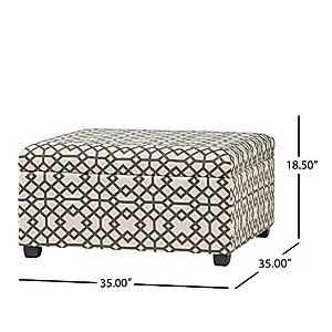 Christopher Knight Home Tempe Fabric Storage Ottoman, Grey Geometric Patterned