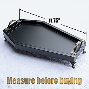 IRISVITA Coffin Tray (Redesigned) - Gothic Decor for Home, Spooky Decorative Tray, Goth Room Decor, Black Wooden Tray for Holding Crystal, Jewelry, Skull Mugs, Candles, Essential Oil.
