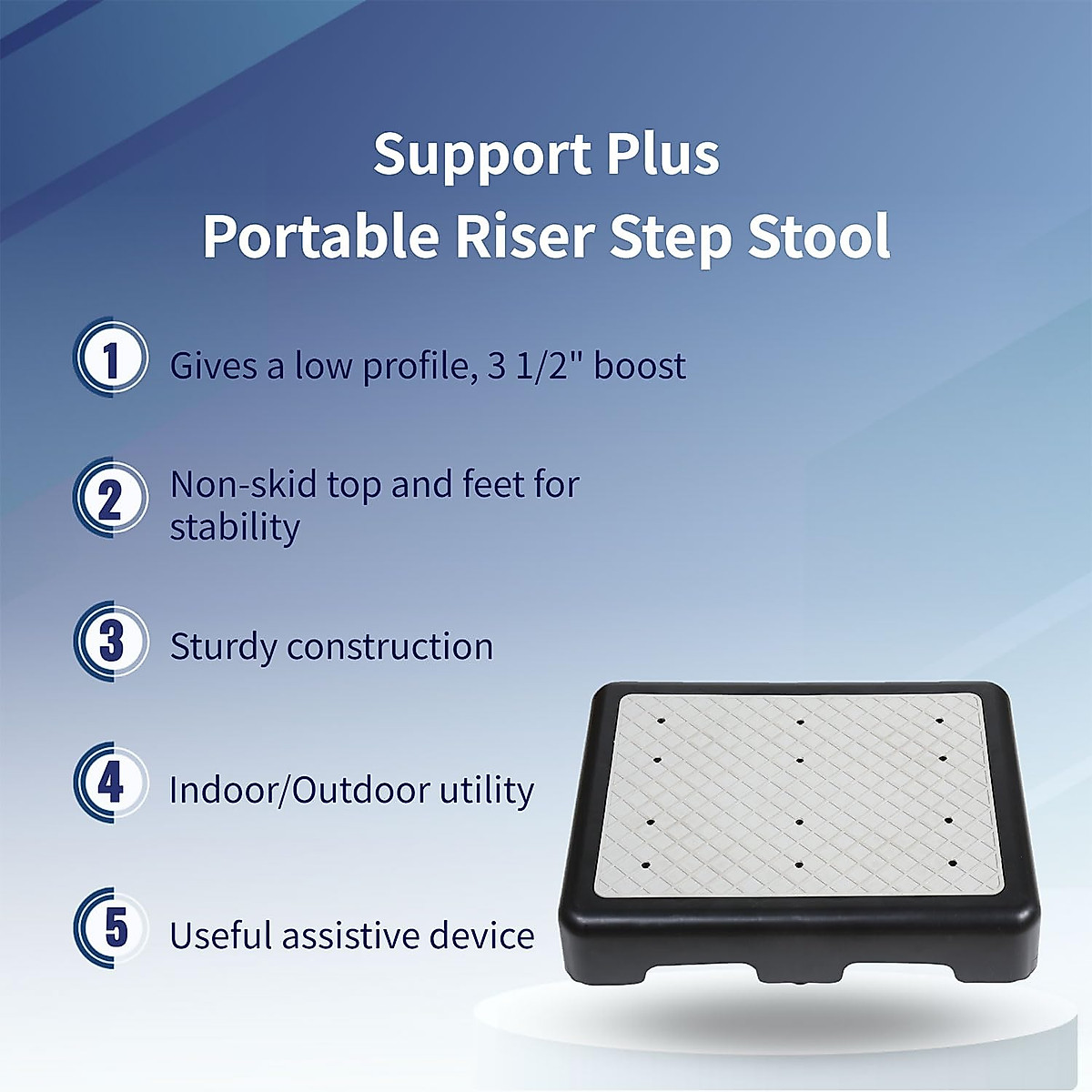 SUPPORT PLUS Riser Step Stool - 3 1/2"H Safety Half Step Platform, Indoor Outdoor Step Stool Assistive Devices for Elderly, Portable Step Stool Non Slip