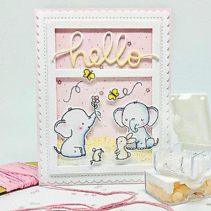 Stamp and Cutting Dies Set for DIY Craft Scrapbooking Card Making Friends Greetings Elephant Rabbit