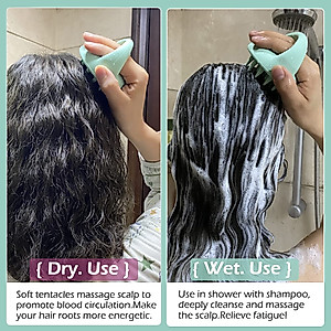 Foladion Silicone Manual Scalp Massager Exfoliator Waterproof Head Scrubber Shampoo Brush Soft and Gentle for Men Women Kids (Green(Thick Head) 1PC)