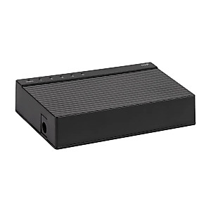 Monoprice 5-Port 10/100Mbps Fast Ethernet Unmanaged Network Switch | Compact Size, Plug and Play, Auto Negotiation and Auto MDI/MDIX, Wall Mount,Black