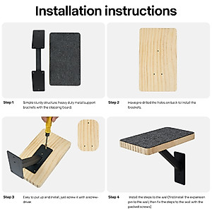 Purife Cat Climbing Steps for Wall (Pack of 3) -Sturdy Metal Support Cat Wall Steps, Wall Floating Shelves, Indoor Cat Wall Furniture & Perch, Cat Hammock Bed, Cat Ladder Stairs-Easy to Install