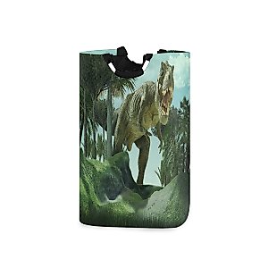 Jurassic Dinosaur Jungle Park Large Laundry Basket Collapsible Laundry Bag Hamper Foldable Cloth Storage Bin with Handles for Kids Dorm Bedroom