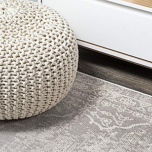 Eyely PDM403C-8 Modern Rosalia Cottage Medallion Indoor Area Rug Bohemian;Traditional;Vintage, Bedroom, Kitchen, Living Room, Easy-Cleaning, Non-Shedding, 8 X 10, Gray/Ivory