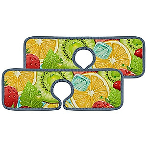 Kitchen Faucet Absorbent Mat 2 Pieces Summer Fruit Faucet Sink Splash Guard Bathroom Counter and RV,Faucet Counter Sink Water Stains Preventer