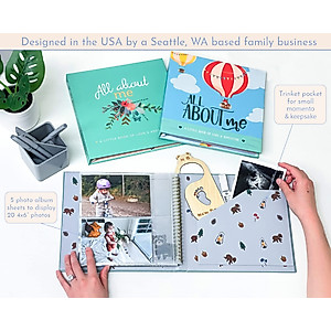 RubyRoo Baby Memory Book - Milestone Keepsake Baby Photo Album - First 5 Years Scrapbook Journal for Baby Boy or Girl - Pregnancy Gift for Baby Shower, Newborn Gender Neutral Record Book - Woodland