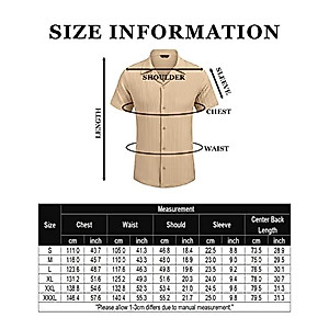 COOFANDY Men's Linen Shirts Short Sleeve Casual Button Down Shirt for Men Fashion Summer Beach Shirt Khaki Hawaiian Shirt for Men Khaki - L