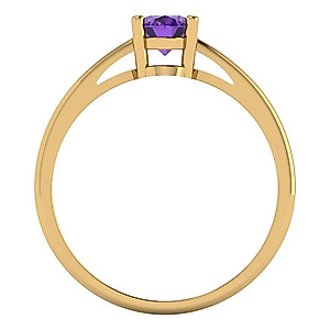 Clara Pucci 1.0 ct Oval Cut Solitaire Natural Amethyst gemstone Wedding Bridal Designer Anniversary Engagement Ring Real 14k Yellow Gold