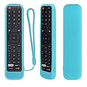 CHUNGHOP Protective Silicone Remote Case for Hisense EN2A27 ERF2K60H EN2H27B EN2H27HS EN2H27D ER-31607R ER-22655HS Cover Kids-Friendly Shockproof Anti-Lost Washable with Lanyard（Glow in Dark Blue）