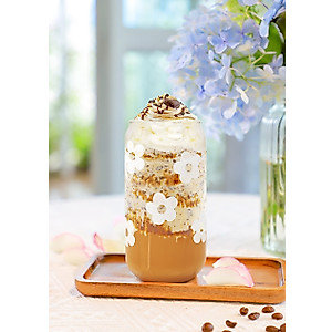 Mason Life Glass Cups with Lids and Straws, 20OZ Glass Cups, Drinking Glasses, Iced Coffee Glasses Cup, Smoothie Cups, Tumbler Glass, Reusable Boba Cup Drinking Glasses -Set of 2