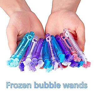 32 Pieces Frozen Bubble Wands,6 Color Mini Snowflake Bubble Wands Kids Party Favors,for Birthday Party,Theme Party,Summer Outdoor Gifts,Christmas Toys,Classroom Prizes