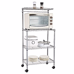 Wire Shelving Unit Adjustable Steel Wire Rack Chrome, Heavy Duty Storage Shelving Unit On 4'' Wheel Casters, Metal Organizer Wire Rack,for Kitchen (4 Tiers - 23.6W x 13.7D x 47.2H)