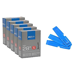 SCHWALBE Bicycle Tubes SV 15 700x18-25 Presta Valve 40mm Bike Tube Super Value Bundle (Pack of 5 SV15 tubes & 3 tire lever)